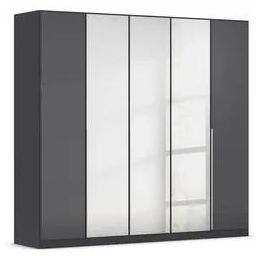 Dreht&uuml;renschrank OTTO HOME "Kleiderschrank Kleiderschr&auml;nke Schrank Garderobe AGORDO mit Glasfront", grau (graumetallic, glas basalt), B:226cm H:210cm T:54cm, Holzwerkstoff, Schr&auml;nke, Dreht&uuml;renschrank, durchdachte Innenausstattung, in 7 Breiten und 2 H&ouml;hen MADE IN GERMANY