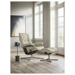 Relaxsessel stressless "Mayfair", beige (cream batick), B:92cm H:103cm T:79cm, Leder BATICK: BATICK ist ein leicht korrigiertes, durchgef&auml;rbtes und genarbtes M&ouml;belleder, bei dem die meisten Unebenheiten und Spuren in der Regel entfernt wurden., Sessel, Relaxsessel, mit Hocker, mit Cross Base, Gr&ouml;&szlig;e S, M & L, Holzakzent Wenge