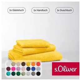 Handtuch Set s.Oliver "s.Oliver, Premium Qualit&auml;t, 600 gr/m2", gelb, 3 Stk., Walkfrottier, Walkfrottier, Obermaterial: 100% Baumwolle, Handtuch-Sets, 1 G&auml;stetuch 30x50 cm, 1 Handtuch 50x100 cm, 1 Duschtuch 70x140 cm