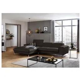 Ecksofa W.Schillig "piedroo, Designsofa mit tollem Sitzkomfort, bequem und elegant, L-Form", braun (braun z59), B:303cm H:70cm T:193cm, Longlife Xtra-Leder Z59: Glattleder mit modischer Pr&auml;gung. Hautst&auml;rke 0, 9 - 1, 1 mm, Sofas, Ecksofa, Kopfteilverstellung, wahlweise mit Sitztiefenverstellung, Breite 303cm
