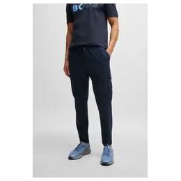 Cargohose BOSS Green "T Urbanex-CargoLight", Herren, Gr. 56, N-Gr, blau (dunkelblau402), Web, Obermaterial: 100% Elastomultiester, unifarben, gerade, unten schmal lang, Hosen Cargohose, mit elastischem Bund und Kordelzug Cargohose Sweatpants Stretchhose