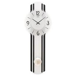 Pendelwanduhr AMS "W7231", schwarz, Wanduhren, B/H/L: 23cm x 7cm x 64cm, Quarzuhr,Holzgeh&auml;use,Esszimmer,Wohnzimmer,Made in Germany