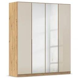 Dreht&uuml;renschrank OTTO HOME "Kleiderschrank Kleiderschr&auml;nke Schrank Garderobe AGORDO mit Glasfront", beige (eiche artisan, glas beige (champagner)), B:181cm H:210cm T:54cm, Holzwerkstoff, Schr&auml;nke, Dreht&uuml;renschrank, durchdachte Innenausstattung, in 8 Breiten und 2 H&ouml;hen MADE IN GERMANY