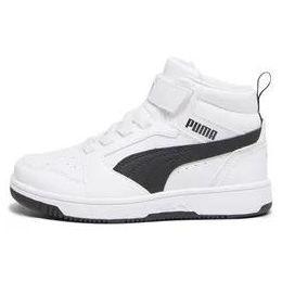 Sneaker Puma "Rebound V6 Mid Sneakers Kinder", Kinder, Gr. 29, schwarz-wei&szlig; (wei&szlig; schwarz), Obermaterial: Synthetik, Textil. Futter: Textil. Innensohle: Textil. Laufsohle: Gummi, Schuhe Sneaker