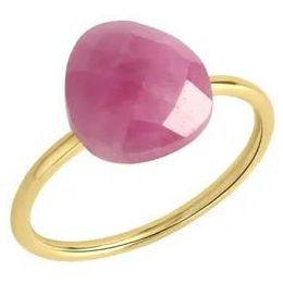Fingerring JAMELLI "Silber 925 vergoldet mit echtem pinken Safir 10x9mm" Gr. 54, gelb, Fingerringe, Damen, 054 (17,2), 4,05, Silber 925 (Sterlingsilber), Fingerring