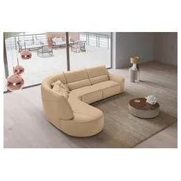 Ecksofa Egoitaliano "Puffy, extravagant & edel, Retro Designsofa, hoher Sitzkomfort, L-Form", beige (champagner), B:330cm H:88cm T:205cm, Leder &raquo;BULL&laquo; (echtes Rindsleder). Geschliffenes, pigmentiertes und behandeltes Rindsleder mit einer Dicke von 1, 3-1, 5 mm. Dieses Leder zeigt eine ziemlich weiche Hand mit einem halb undurchsichtigen Aussehen. Es handelt sich um ein gesch&uuml;tztes Leder. Eine leic