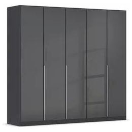 Dreht&uuml;renschrank OTTO HOME "Kleiderschrank Kleiderschr&auml;nke Schrank Garderobe AGORDO mit Glasfront", grau (graumetallic, glas basalt), B:226cm H:210cm T:54cm, Holzwerkstoff, Schr&auml;nke, Dreht&uuml;renschrank, durchdachte Innenausstattung, in 7 Breiten und 2 H&ouml;hen MADE IN GERMANY, Topseller