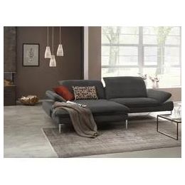 Ecksofa W.Schillig "enjoy&MORE, Designsofa, elegant und bequem, L-Form", grau (anthrazit r66), B:294cm H:87cm T:185cm, Chenille-Flachgewebe R66 (85% Polyester, 15% Nylon);Longlife Xtra-Leder Z59: Glattleder mit modischer Pr&auml;gung. Hautst&auml;rke 0, 9 - 1, 1 mm;Stoff S37 (100% Polyester), Sofas, Ecksofa, mit Sitztiefenverstellung, F&uuml;&szlig;e Chrom gl&auml;nzend, Breite 294 cm