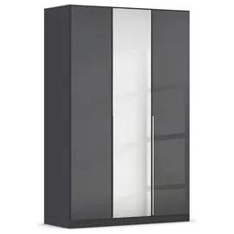 Dreht&uuml;renschrank OTTO HOME "Kleiderschrank Kleiderschr&auml;nke Schrank Garderobe AGORDO mit Glasfront", grau (graumetallic, glas basalt), B:136cm H:210cm T:54cm, Holzwerkstoff, Schr&auml;nke, Dreht&uuml;renschrank, durchdachte Innenausstattung, in 7 Breiten und 2 H&ouml;hen MADE IN GERMANY