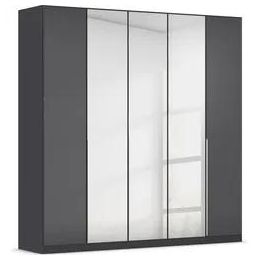 Dreht&uuml;renschrank OTTO HOME "Kleiderschrank Kleiderschr&auml;nke Schrank Garderobe AGORDO mit Glasfront", grau (graumetallic, glas basalt), B:226cm H:229cm T:54cm, Holzwerkstoff, Schr&auml;nke, Dreht&uuml;renschrank, durchdachte Innenausstattung, in 7 Breiten und 2 H&ouml;hen MADE IN GERMANY