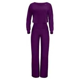 Jumpsuit WINSHAPE "JS101LSC", Damen, Gr. XL, Normalgr&ouml;&szlig;en, lila (schwarz plum), 85% Polyester, 15% Elasthan, Rundhals, Overalls Jumpsuit, Functional Comfort