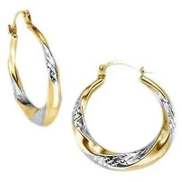 Paar Creolen Firetti "Schmuck Geschenk Gold 375 Ohrschmuck Creole", silber (gelbgoldfarben, silberfarben), Ohrringe, Damen, 20mm, Gelbgold 375