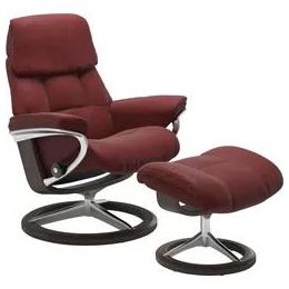 Relaxsessel stressless "Ruby", rot (cherry paloma), B:76cm H:100cm T:75cm, Leder PALOMA: durchgef&auml;rbtes Semianilin-M&ouml;belleder;Leder BATICK: durchgef&auml;rbtes und genarbtes M&ouml;belleder, Sessel, Relaxsessel, mit Signature Base, Gr&ouml;&szlig;e S, Gestell Eiche, Wenge, Braun & Schwarz