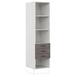 Seitenschrank IMPULS K&Uuml;CHEN "Prag", Breite/H&ouml;he: 50/190,7 cm, mit Soft-Close", grau (beton, optik schiefer dunkelgrau), B:50cm H:190,7cm T:57,6cm, Dekorfolie, Holzwerkstoff, Schr&auml;nke, Seitenschrank, vormontiert, mit Schubk&auml;sten, mit verstellbaren Fachb&ouml;den