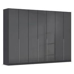 Dreht&uuml;renschrank OTTO HOME "Kleiderschrank Kleiderschr&auml;nke Schrank Garderobe AGORDO mit Glasfront", grau (graumetallic, glas basalt), B:315cm H:229cm T:54cm, Holzwerkstoff, Schr&auml;nke, Dreht&uuml;renschrank, durchdachte Innenausstattung, in 7 Breiten und 2 H&ouml;hen MADE IN GERMANY, Topseller