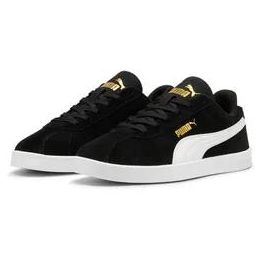 Sneaker Puma "CLUB II JR", Jungen, Gr. 39, schwarz-wei&szlig; (Puma schwarz, Puma wei&szlig;, Puma gold), Leder, Schuhe Sneaker, aus Leder, mit Schn&uuml;rung, mit leicht profilierter Gummilaufsohle