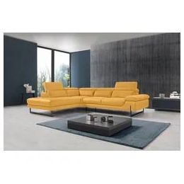 Ecksofa Egoitaliano "Queenie, extravagantes Sofa mit erstklassigem Sitzkomfort, L-Form", gelb, B:284cm H:95cm T:108cm, Luxus-Microfaser (100% Polyester) Leder &raquo;BULL&laquo; (echtes Rindsleder). Geschliffenes, pigmentiertes und behandeltes Rindsleder mit einer Dicke von 1, 3-1, 5 mm. Dieses Leder zeigt eine ziemlich weiche Hand mit einem halb undurchsichtigen Aussehen. Es handelt sich um ein gesch&uuml;tztes L