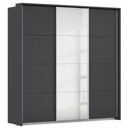 Schwebet&uuml;renschrank Rauch "Kleiderschrank Schrank Garderobe CORTONA mit Passepartout", grau (graumetallic), B:211cm H:214cm T:64cm, Holzwerkstoff, Schr&auml;nke, Schwebet&uuml;renschrank, und optionaler Beleuchtung inkl. Inneneinteilung 2 Boxen und B&ouml;den