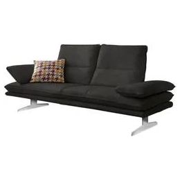 2-Sitzer W.Schillig "broadway, Designsofa mit tollem Sitzkomfort", grau (anthrazit z69), B:216cm H:94cm T:96cm, Longlife Xtra-Leder Z69: Das feinnarbige, gedeckte Softleder Z69 besticht durch seine au&szlig;ergew&ouml;hnliche Weichheit im trendigen &raquo;Vintage-Look&laquo;, Hautst&auml;rke 0, 9 - 1, 1 mm, Sofas, Sitztiefenverstellung, Kopfteil- & Seitenteilverstellung, Breite 216cm