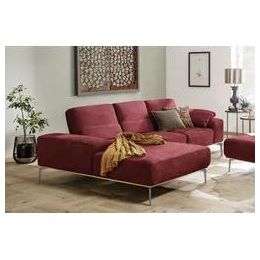 Ecksofa W.Schillig "run, Designsofa mit tollem Sitzkomfort, bequem, L-Form", rot (ruby rot z73), B:279cm H:88cm T:178cm, Longlife Xtra-Leder Z73: Naturwalkleder der Luxusklasse aus den erlesensten Rohh&auml;uten. Hautst&auml;rke 1, 1 &ndash; 1, 3 mm;ROHLEDER Jacquard-Flachgewebe Q2 W60 (63% Polyester, 37% Polyacryl);ROHLEDER Chenille-Flachgewebe Q2 W77 (68% Polyacryl, 32% Polyester);Stoff S37 (100% Polyester), So
