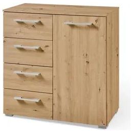 Kombikommode "Henderson", braun (eiche artisan), B:80cm H:81cm T:42cm, Holzwerkstoff, SET ONE BY Musterring, Sideboards, Kombikommode, mit 1 T&uuml;r und 4 Schubladen inkl. Selbsteinzug und D&auml;mpfung