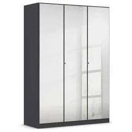 Dreht&uuml;renschrank Rauch "Reflect", grau (graumetallic), B:136cm H:197cm T:54cm, Holzwerkstoff, Schr&auml;nke, Dreht&uuml;renschrank, mit Spiegelfront, inkl. praktischer Inneneinteilung und Stoffboxen-Set