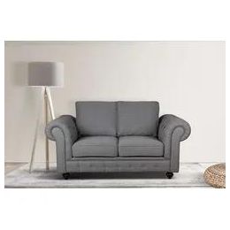 2-Sitzer Home Affaire "MENDITTE", grau (anthrazit), B:170cm H:90cm T:93cm, 100% Polyester, Sofas, Knopfheftung im Armlehnbereich und an der Vorderkante, hohe Qualit&auml;t