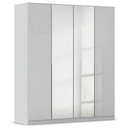 Dreht&uuml;renschrank OTTO HOME "Kleiderschrank Kleiderschr&auml;nke Schrank Garderobe AGORDO mit Glasfront", grau (seidengrau, glas seidengrau), B:181cm H:210cm T:54cm, Holzwerkstoff, Schr&auml;nke, Dreht&uuml;renschrank, durchdachte Innenausstattung, in 7 Breiten und 2 H&ouml;hen MADE IN GERMANY
