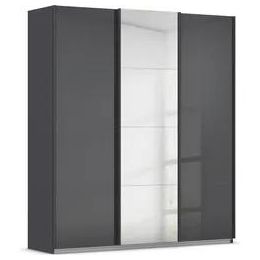 Schwebet&uuml;renschrank OTTO HOME "Kleiderschrank Kleiderschr&auml;nke Schrank Garderobe AGORDO mit Glasfront", grau (graumetallic, glas basalt), B:203cm H:229cm T:62cm, Holzwerkstoff, Schr&auml;nke, Schwebet&uuml;renschrank, durchdachte Innenausstattung, in 4 Breiten und 2 H&ouml;hen MADE IN GERMANY