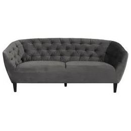 3-Sitzer Actona GROUP "Ria Couch, Sofa", grau (dunkelgrau), B:191cm H:39,4cm T:84cm, Sofas, Samtstoff, Massivholz-Beine, Taschenfederkern, Tufting, mit Armlehnen
