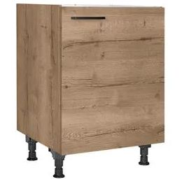 Sp&uuml;lenschrank Nobilia "Structura", Ausrichtung w&auml;hlbar, vormontiert, in den Breiten", braun (front und korpus: eiche havanna nachbildung), B:60cm H:87cm T:58,3cm, Schr&auml;nke, Sp&uuml;lenschrank, 45 und 60 cm, mit h&ouml;henverstellbaren Sockelf&uuml;&szlig;en