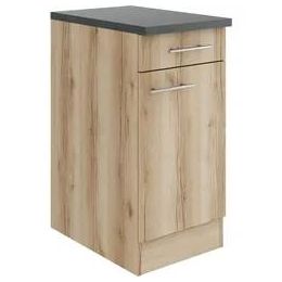 Unterschrank Optifit "Bella", beige (wildeiche, wildeiche, anthrazit), B:40cm H:84,8cm T:60cm, Holzwerkstoff, Schr&auml;nke, Unterschrank, Breite 40 cm, 1 T&uuml;r, 1 Einlegeboden, 1 Schubkasten
