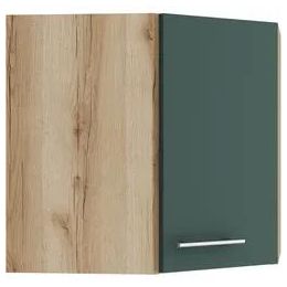 Eckh&auml;ngeschrank Optifit "Bella", gr&uuml;n (steingr&uuml;n, wildeiche), B:60cm H:57,6cm T:34,6cm, Holzwerkstoff, Schr&auml;nke, Eckh&auml;ngeschrank, Breite 60 x 60 cm, T&uuml;ranschlag wechselbar