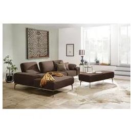 Ecksofa W.Schillig "run, Designsofa mit tollem Sitzkomfort, L-Form", braun (macchiato z73), B:299cm H:88cm T:178cm, Longlife Xtra-Leder Z73: Naturwalkleder der Luxusklasse aus den erlesensten Rohh&auml;uten. Hautst&auml;rke 1, 1 &ndash; 1, 3 mm;ROHLEDER Jacquard-Flachgewebe Q2 W60 (63% Polyester, 37% Polyacryl);ROHLEDER Chenille-Flachgewebe Q2 W77 (68% Polyacryl, 32% Polyester);Stoff S37 (100% Polyester), Sofas, 