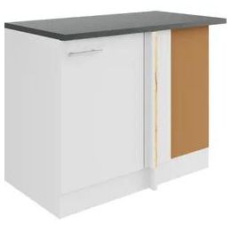 Eckunterschrank Optifit "Bella", wei&szlig; (wei&szlig;, wei&szlig;, anthrazit), B:100cm H:84,8cm T:60cm, Holzwerkstoff, Schr&auml;nke, Eckunterschrank, Breite 100 cm, T&uuml;ranschlag wechselbar