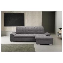 Ecksofa WERK2 "Carmen, mit Bettfunktion & Bettkasten, optional Sitztiefenverstellung", grau, B:264cm H:105cm T:170cm, 92% Polyester, 8% Nylon, Sofas, Ecksofa, mit Sitztiefenverstellung, Luxus-Microfaser Chenille, Grau