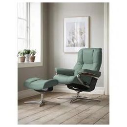 Relaxsessel stressless "Mayfair", gr&uuml;n (aqua gr&uuml;n paloma), B:92cm H:103cm T:79cm, Leder PALOMA: PALOMA ist ein durchgef&auml;rbtes Semianilin-M&ouml;belleder mit nat&uuml;rlicher Narbung., Sessel, Relaxsessel, mit Hocker, mit Cross Base, Gr&ouml;&szlig;e S, M & L, Holzakzent Schwarz