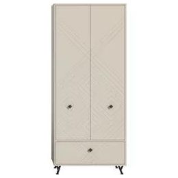 Garderobenschrank Home Affaire "Mento, H&ouml;he 190cm, 2 T&uuml;ren, 1 Klappe, 4 Einlegeb&ouml;den, 6 F&auml;cher", beige (sandbeige), B:80cm H:195cm T:35cm, FSC-zertifizierter Holzwerkstoff, MDF, Schr&auml;nke, Garderobenschrank, Metall Knopfgriffe & Y-F&uuml;&szlig;e, Front mit Ornamentfr&auml;sung, Kleiderschrank