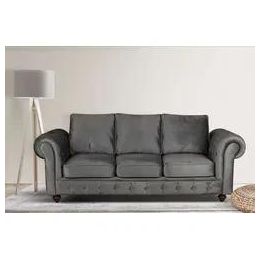 3-Sitzer Home Affaire "MENDITTE", grau (anthrazit), B:225cm H:90cm T:93cm, 100% Polyester, Sofas, Knopfheftung im Armlehnbereich und an Vorderkante, hohe Qualit&auml;t