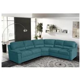 Ecksofa Egoitaliano "Doris, modernes Designerecksofa in hochwertigen Microfaserqualit&auml;ten", blau (teal), B:266cm H:90cm T:246cm, Luxus-Mikrofaser BLUSH (100% Polyester) ist ein innovatives Mikrofasergewebe mit wasser- und fleckenabweisenden Eigenschaften. Sie verhindert das Eindringen von Fl&uuml;ssigkeiten und &Ouml;len in das Textilgewebe. Mit einer neutralen Seifenl&ouml;sung k&ouml;nnen Flecken von Kaffee, Tee, W