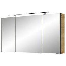 Spiegelschrank SAPHIR "Serie 7045 Badezimmer-Spiegelschrank inkl. LED-Beleuchtung, 3 T&uuml;ren", braun (halifax eiche quer nachbildung), B:133,2cm H:70,3cm T:17cm, Holzwerkstoff, Schr&auml;nke, Spiegelschrank, Badschrank 133,2 cm breit, inkl. LEDplus Schalter und T&uuml;rd&auml;mpfer