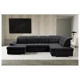 Wohnlandschaft WERK2 "Kordula-New Multifunktion Couch, Breite 332cm, bequem, U-Form", grau (anthrazit), B:332cm H:105cm T:217cm, 95% Polyester, 5% Nylon, Sofas, Wohnlandschaft, Sofa in U-Form mit Schlaffunktion & Bettkasten, Schlafcouch
