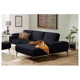 Ecksofa W.Schillig "run, Designsofa mit tollem Sitzkomfort, bequem, L-Form", blau (dunkelblau w82), B:319cm H:88cm T:178cm, Longlife Xtra-Leder Z73: Naturwalkleder der Luxusklasse aus den erlesensten Rohh&auml;uten. Hautst&auml;rke 1, 1 &ndash; 1, 3 mm;ROHLEDER Jacquard-Flachgewebe Q2 W60 (63% Polyester, 37% Polyacryl);ROHLEDER Chenille-Flachgewebe Q2 W77 (68% Polyacryl, 32% Polyester);Stoff S37 (100% Polyester),