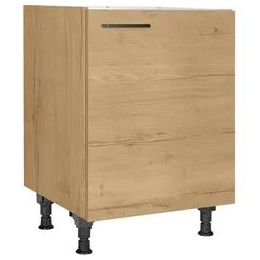 Sp&uuml;lenschrank Nobilia "Structura", Ausrichtung w&auml;hlbar, vormontiert, in den Breiten", braun (front und korpus: eiche sierra nachbildung), B:60cm H:87cm T:58,3cm, Schr&auml;nke, Sp&uuml;lenschrank, 45 und 60 cm, mit h&ouml;henverstellbaren Sockelf&uuml;&szlig;en