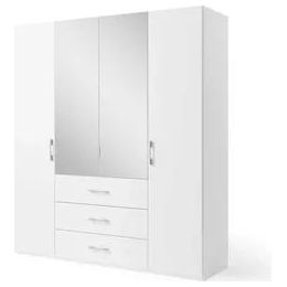 Dreht&uuml;renschrank "Henderson", wei&szlig; (alpinwei&szlig;), B:201cm H:223cm T:60cm, Holzwerkstoff, SET ONE BY Musterring, Schr&auml;nke, Dreht&uuml;renschrank, mit Spiegel und 3 Schubladen, inkl. Fachb&ouml;den und Kleiderstangen