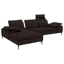 Ecksofa W.Schillig "valentinoo, Designsofa, bequem, elegant und zeitlos, L-Form", braun (braun z59), B:299cm H:83cm T:178cm, Longlife Xtra-Leder Z59: Glattleder mit modischer Pr&auml;gung. Hautst&auml;rke 0, 9 - 1, 1 mm, Sofas, Ecksofa, inklusive Hocker, mit Sitztiefenverstellung, Breite 299 cm