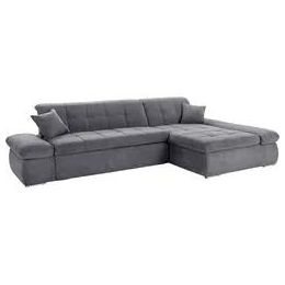Ecksofa DOMO collection "Moric Luxus - B/T/H 300/172/80 cm, XXL-Format", grau, B:300cm H:80cm T:172cm, Chenille (85% Polyester, 15% Acryl), Sofas, Ecksofa, L-Form, 140kg Belastung/Sitz, Chenilleoptik, grau