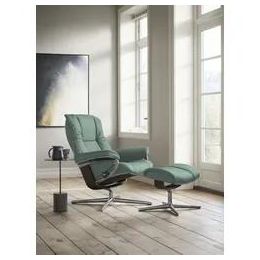 Relaxsessel stressless "Mayfair", gr&uuml;n (aqua gr&uuml;n paloma), B:92cm H:103cm T:79cm, Leder PALOMA: PALOMA ist ein durchgef&auml;rbtes Semianilin-M&ouml;belleder mit nat&uuml;rlicher Narbung., Sessel, Relaxsessel, mit Hocker, mit Cross Base, Gr&ouml;&szlig;e S, M & L, Holzakzent Wenge