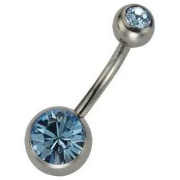 Bauchnabelpiercing ZEEme "Titan silberfarben Kristall hellblau", grau (grau, hellblau), Piercings, Damen, Titan