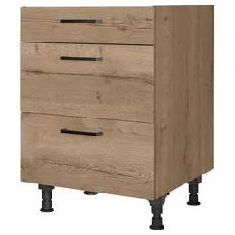 Kochfeldumbauschrank Nobilia "Structura", vormontiert, mit Schubkasten und Ausz&uuml;gen", braun (front und korpus: eiche havanna nachbildung), B:60cm H:87cm T:58,3cm, Schr&auml;nke, Kochfeldumbauschrank, in den Breiten 60 und 90 cm